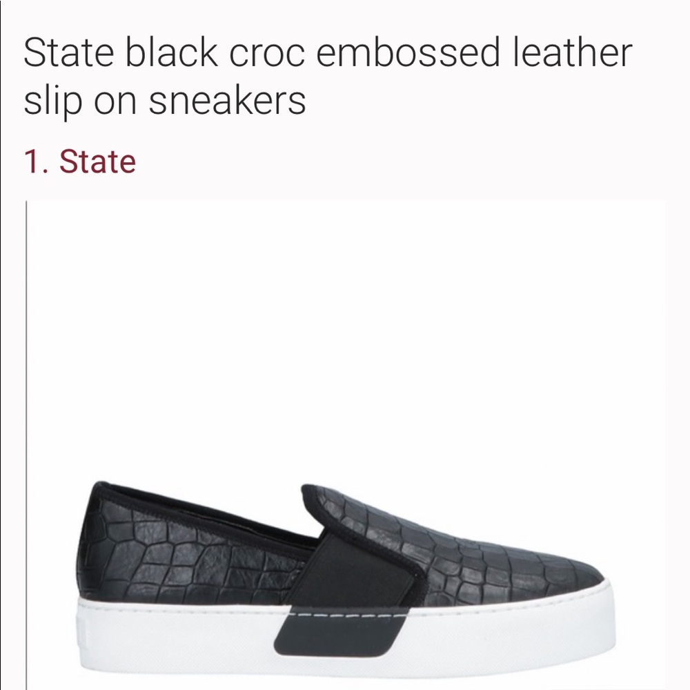 State Black Croc Embossed Leather Slip On Sneakers 1.… - Gem